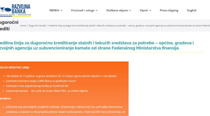 Dostupna kreditna linija za dugoročno kreditiranje stalnih i tekućih ...